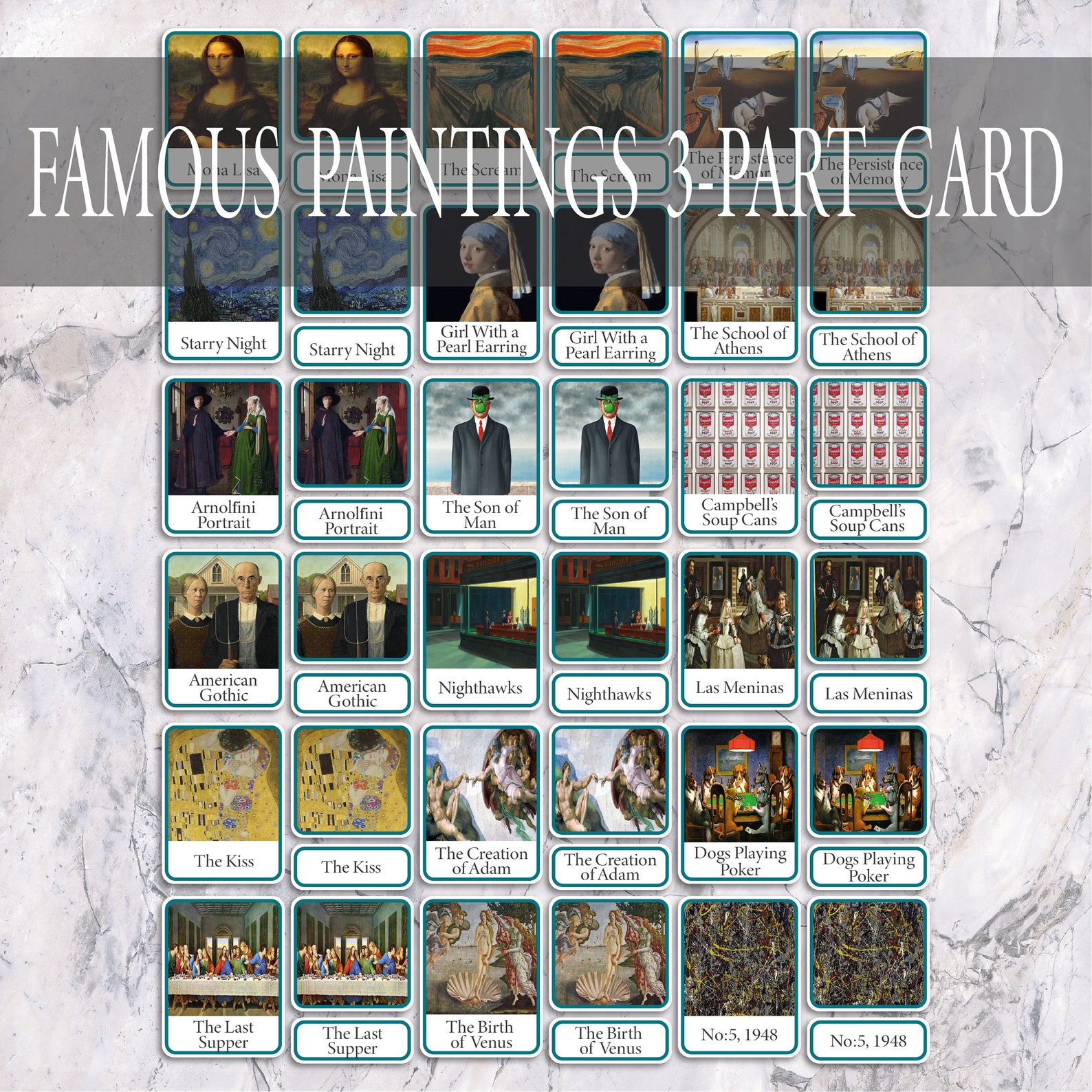 Famous Paintings Flash Cards: Montessori Learning Materials (PDF) - Etsy