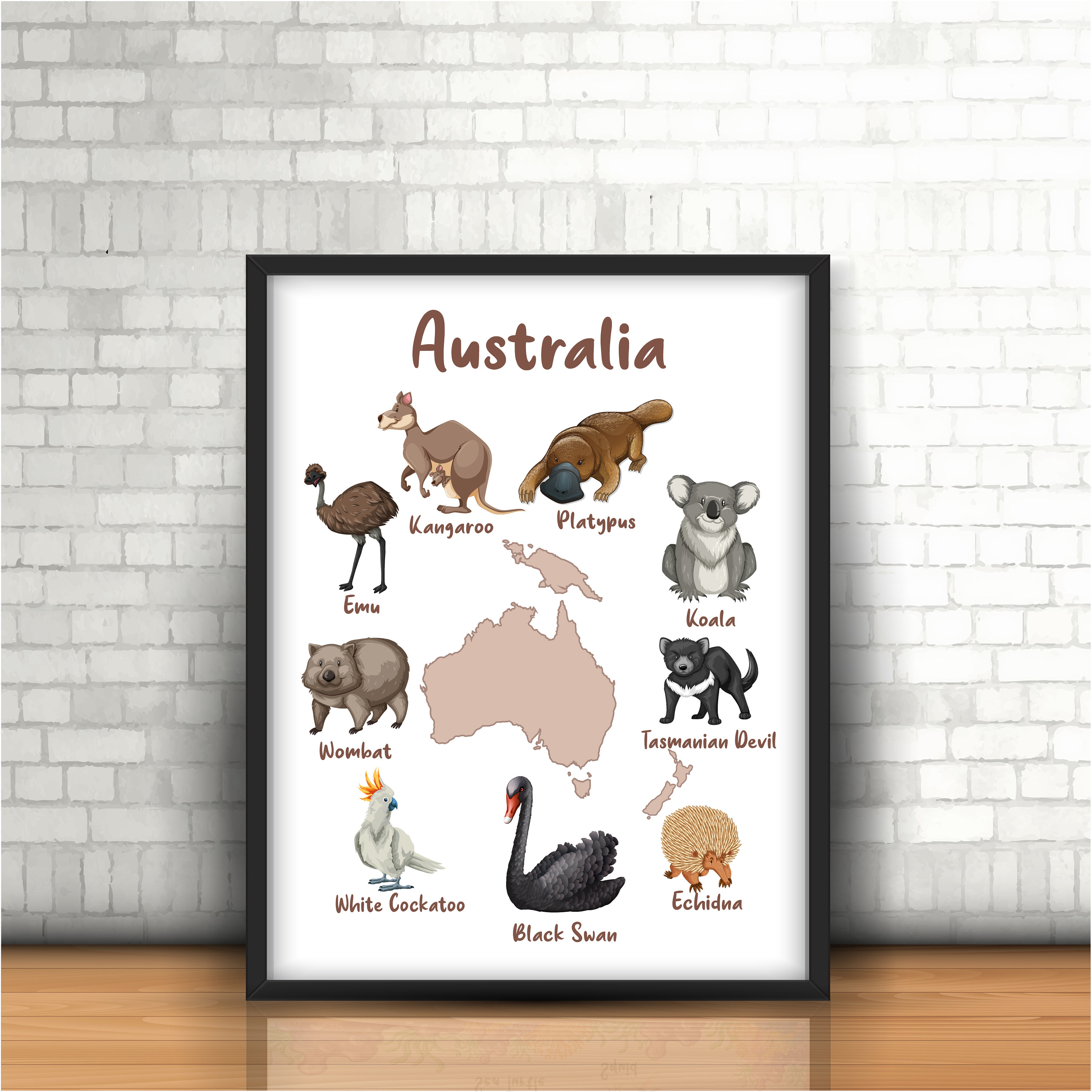 Australian Animals Poster Continent Printable for Nursery - Etsy