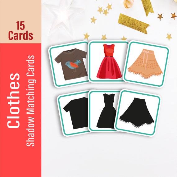 Clothes Shadow Matching Game Cards Montessori Toddler | Etsy