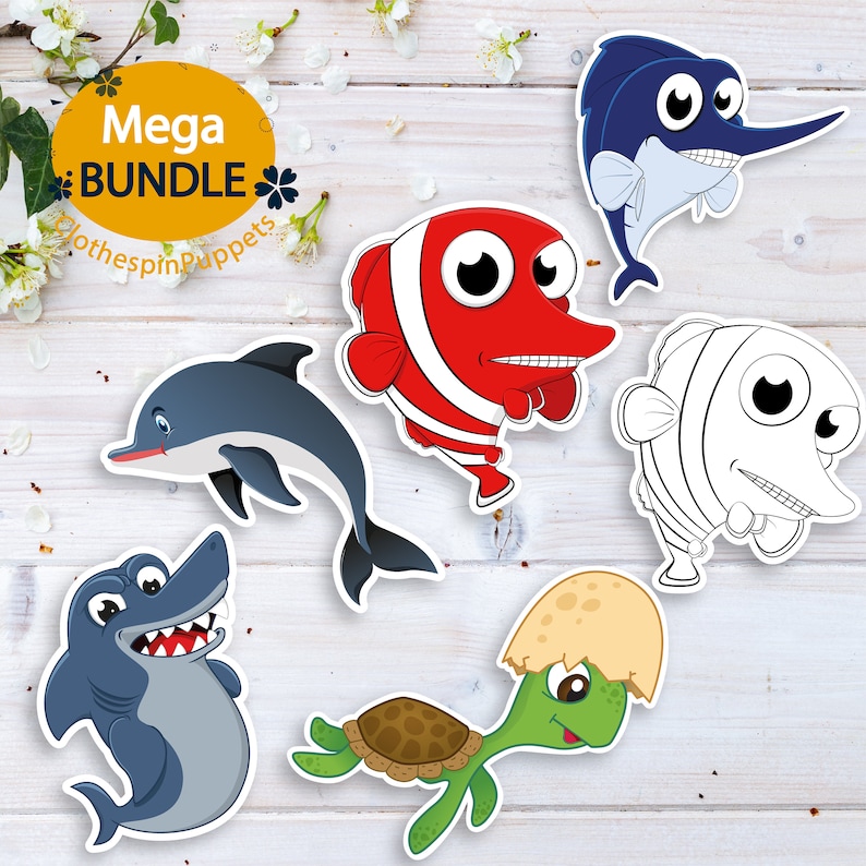 Animal Printable Clothespin Puppet Set, Paper Craft for Kids and Puppet ...