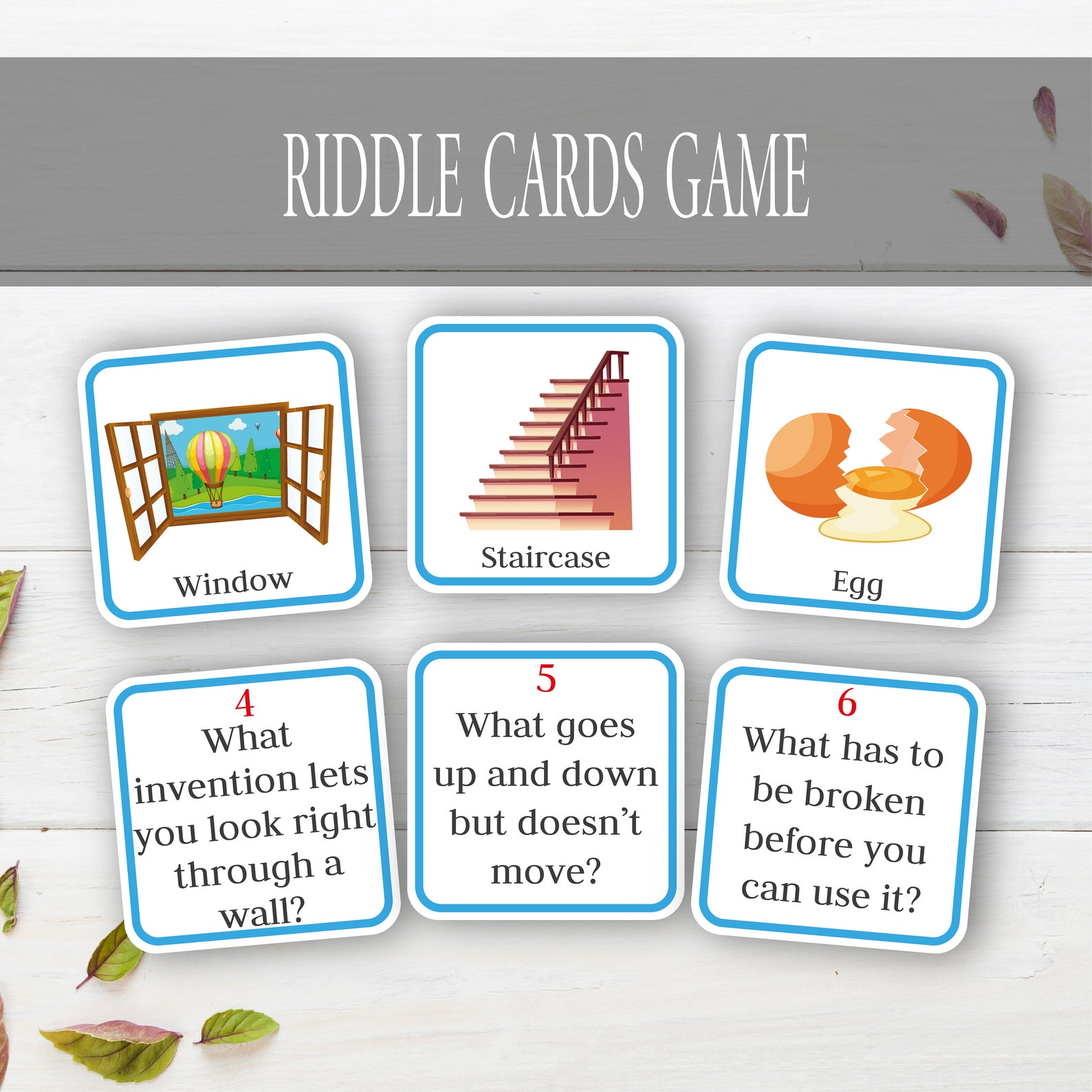 Riddles Educational Game Cards, Montessori Toddler Objects Game Cards ...