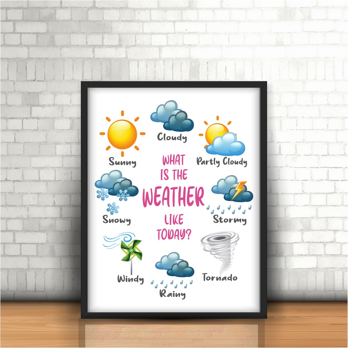 Weather Chart Poster, Printable Wall Art, Classroom Decor, Homeschool ...