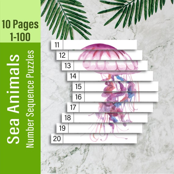SEA ANIMALS Sequence Puzzle Printable Number Counting Puzzle - Etsy