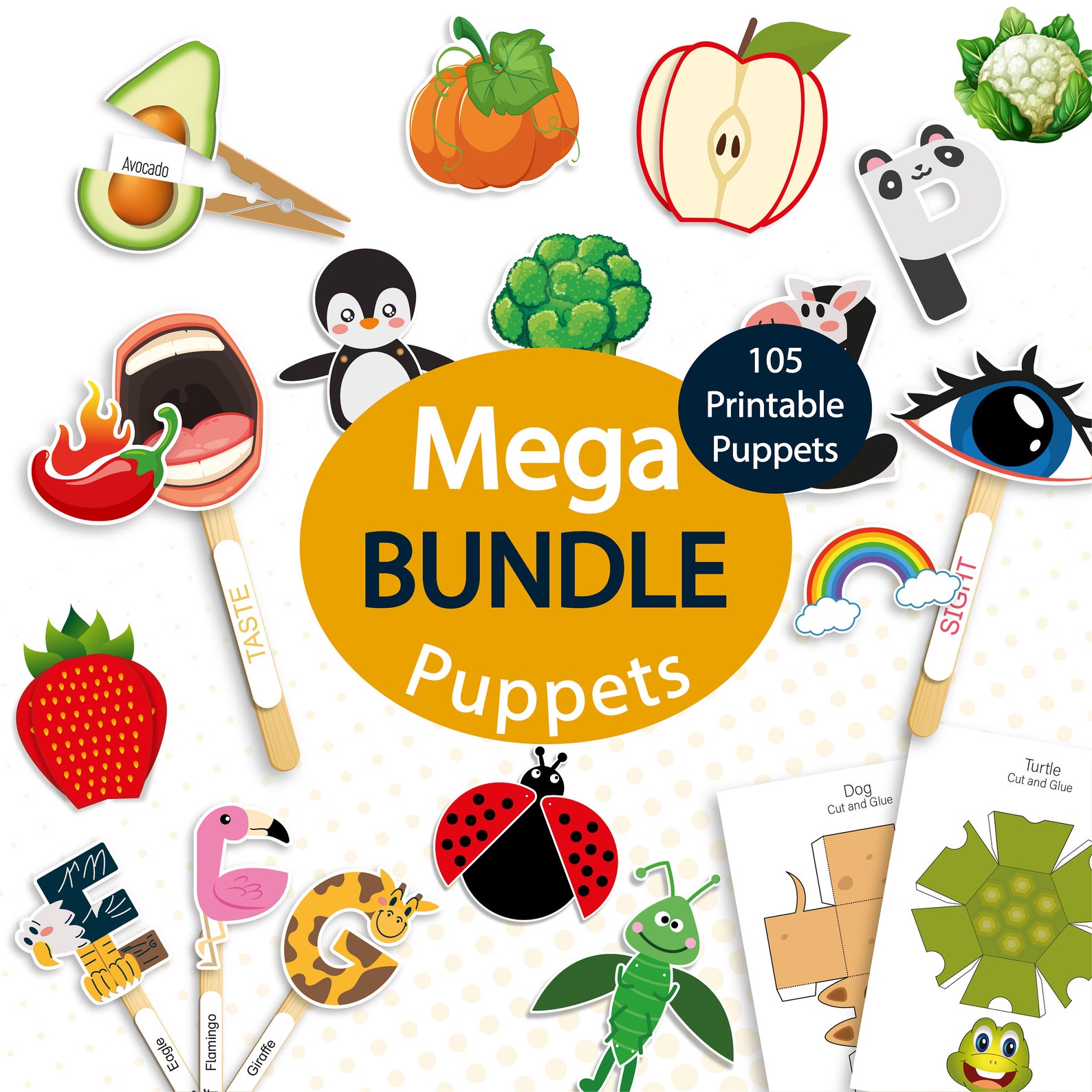 Puppet Set, Printable Paper Doll for Kids, Activity Bundle, Articulated ...