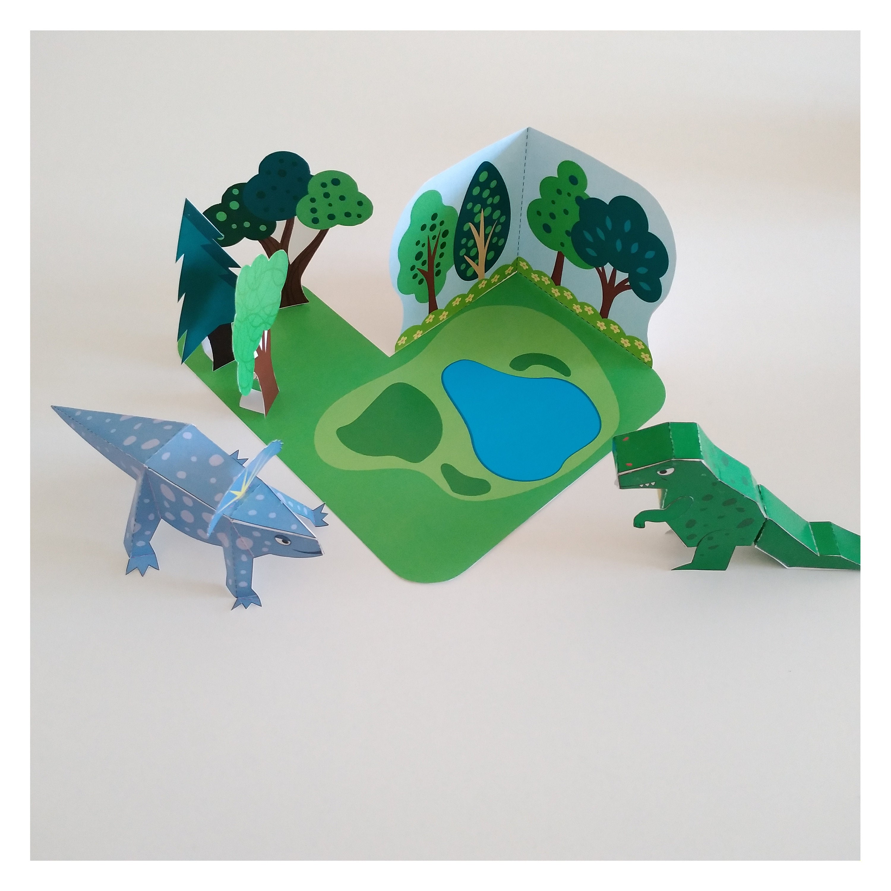 DINOSAUR - FOREST Printable Paper Diorama Kit, Diy Set, Animal Paper ...