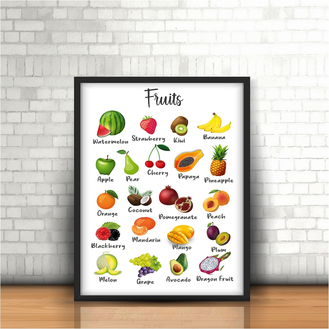 Fruit Chart Poster, Educational Decor Printable, Digital Prints ...