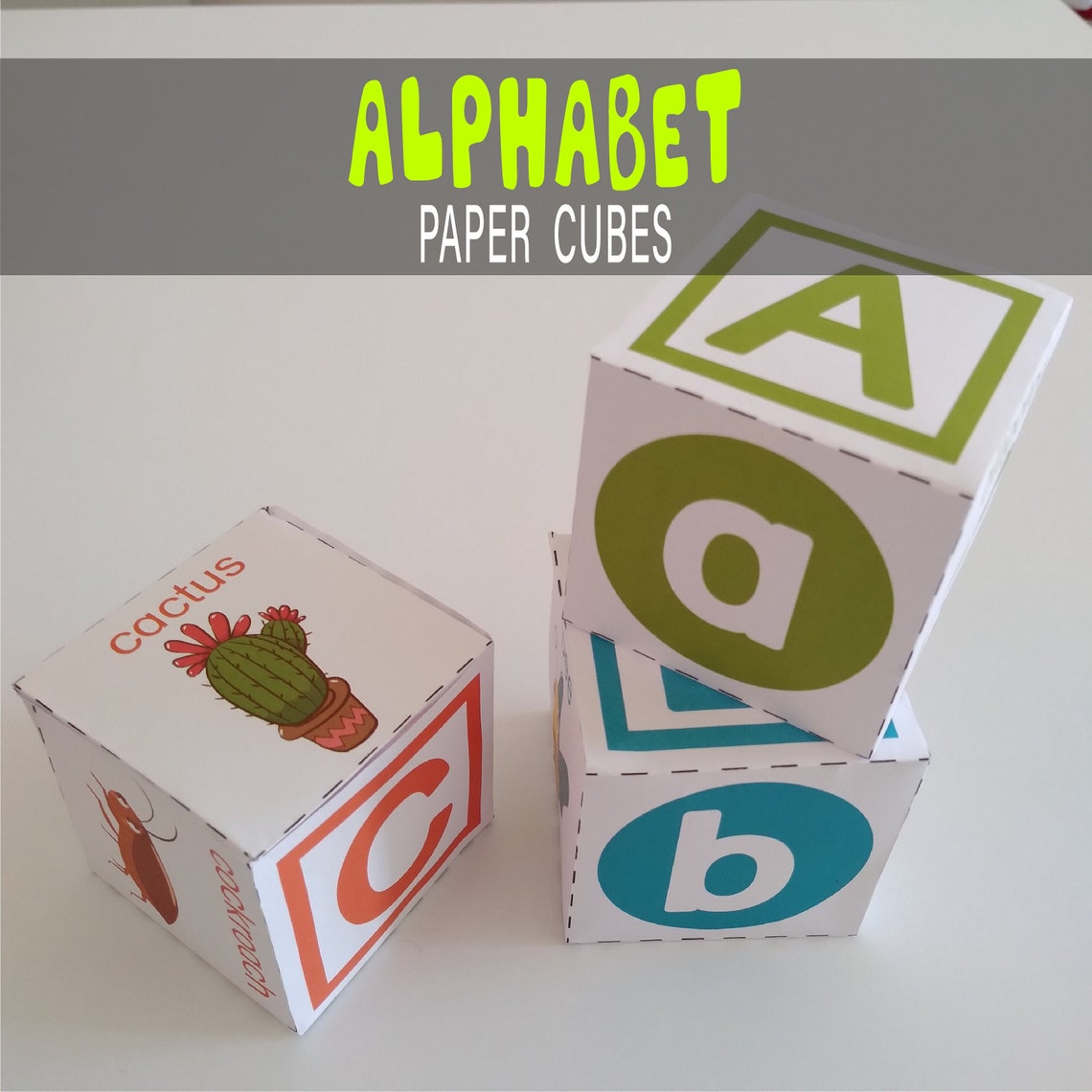 3D Alphabet Block, Digital ABC Cube, Printable PDF Educational Toy for ...