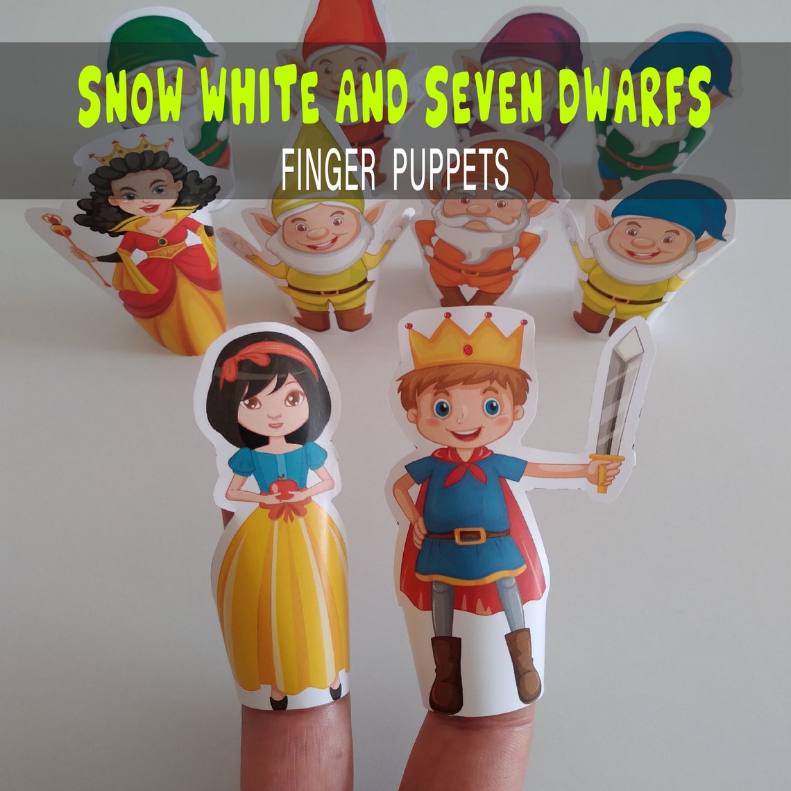 Snow White and Seven Dwarfs Finger Puppets, Printable Paper Crafts ...