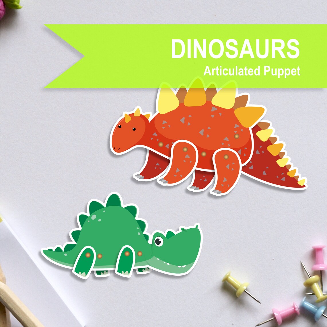 DINOSAUR Articulated Puppets Printable Paper Doll DIY Craft - Etsy