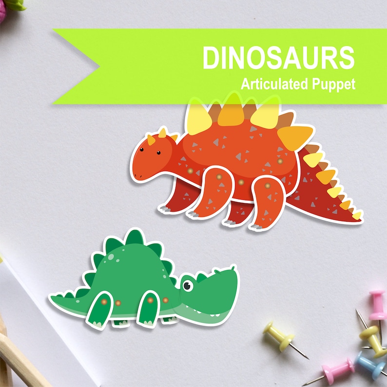 DINOSAUR Articulated Puppets, Printable Paper Doll, DIY Craft Kit, Toys ...