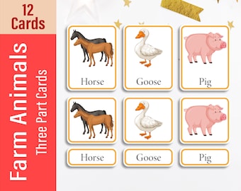 Montessori Farm Animal 3 Part Cards - Etsy Ireland