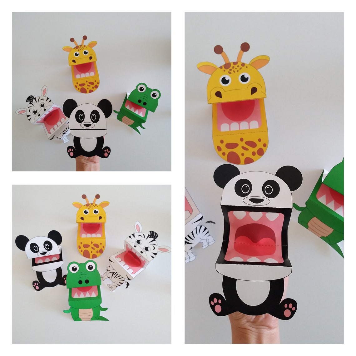 Wild Animal Paper Hand Puppet: DIY Craft & Coloring Page (digital File ...