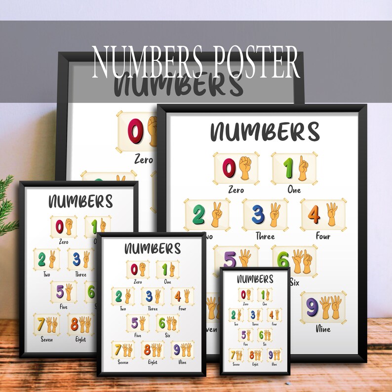 Numbers Chart 0-9 Math Poster With Pictures, Counting, Educational ...