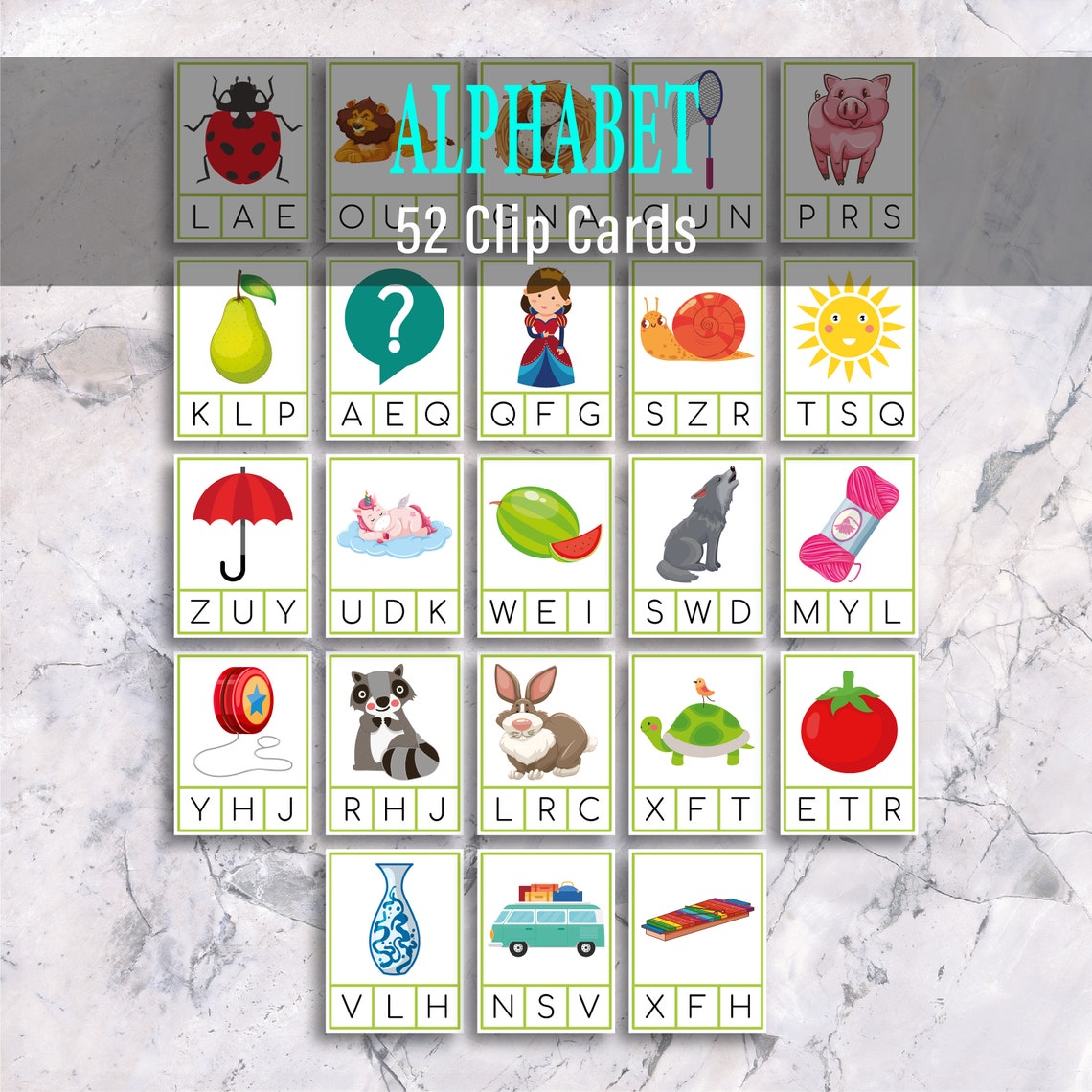 ALPHABET Clip Cards, Letters Recognition, Printable Montessori Flash ...