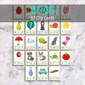 ALPHABET Clip Cards Letters Recognition Printable Montessori - Etsy