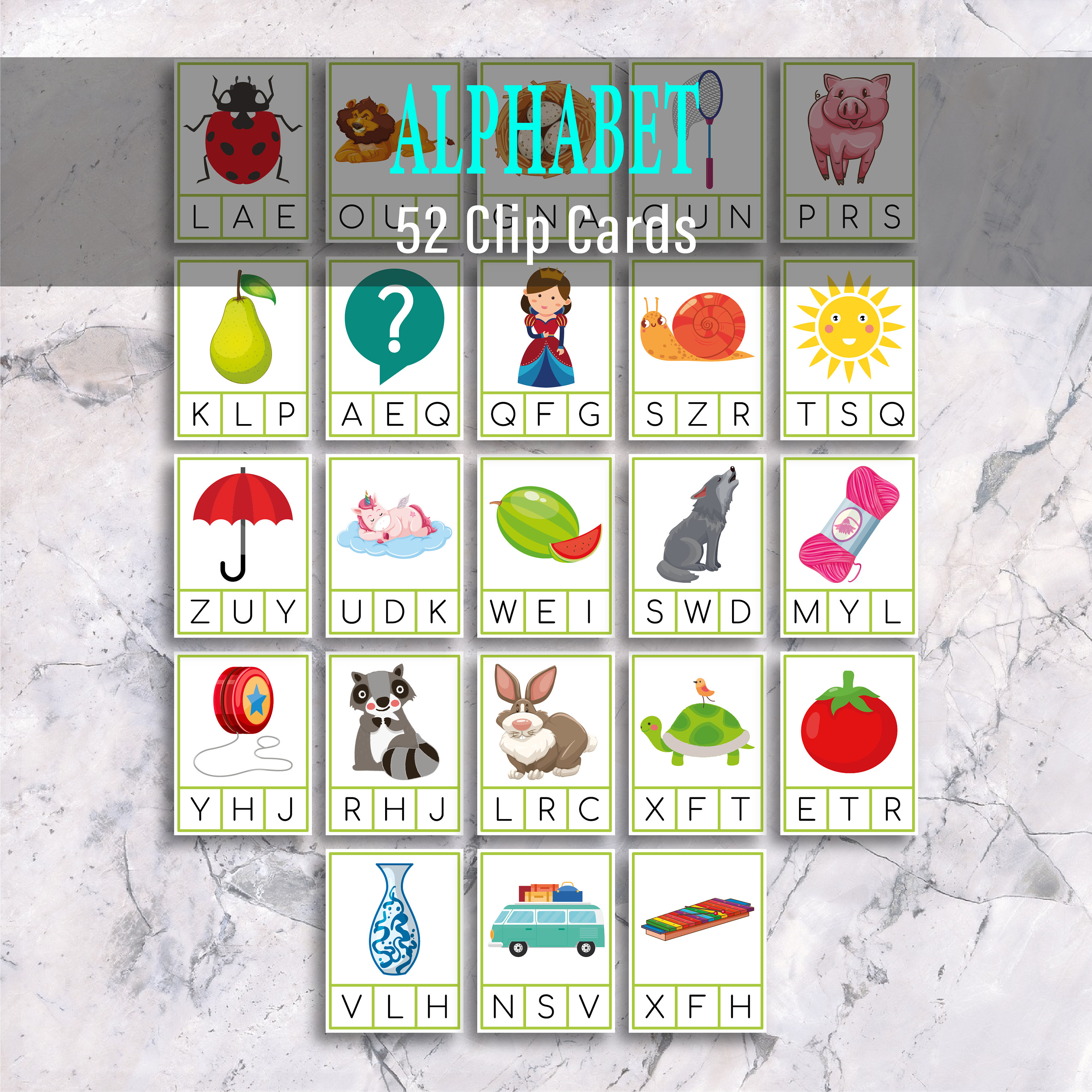 ALPHABET Clip Cards, Letters Recognition, Printable Montessori Flash ...