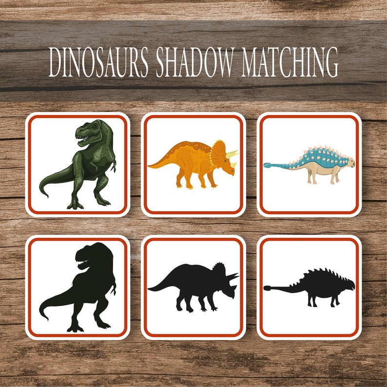 Dinosaurs Printable Flash Cards, Montessori Matching Cards for ...