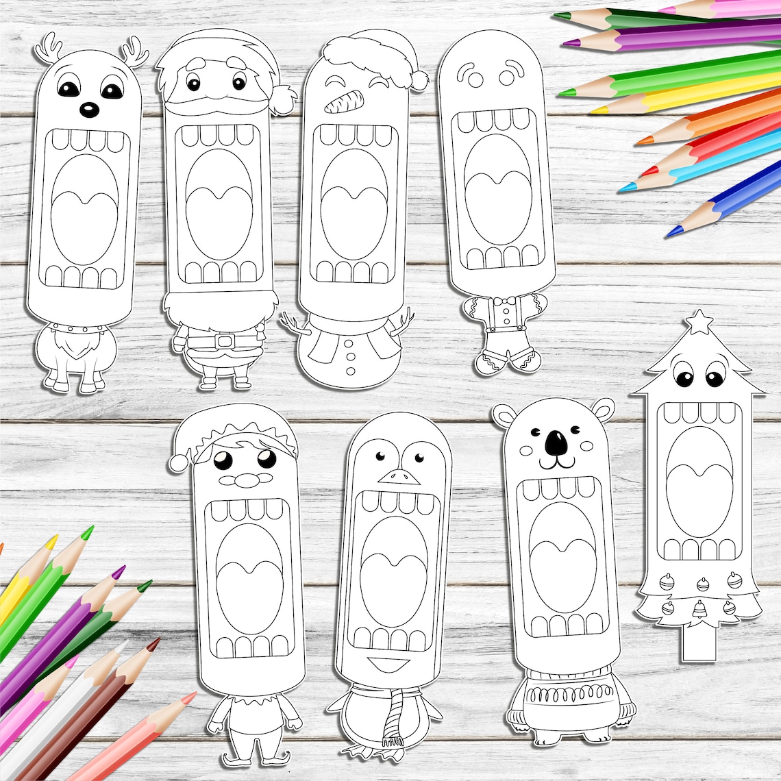 Christmas Character Paper Printable Hand Puppets, Instant Download ...