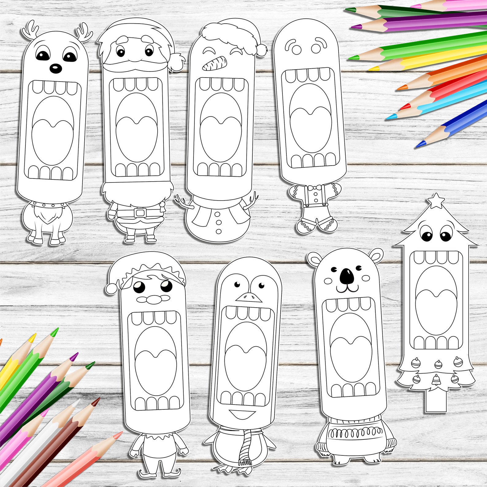 Christmas Character Paper Printable Hand Puppets, Instant Download ...