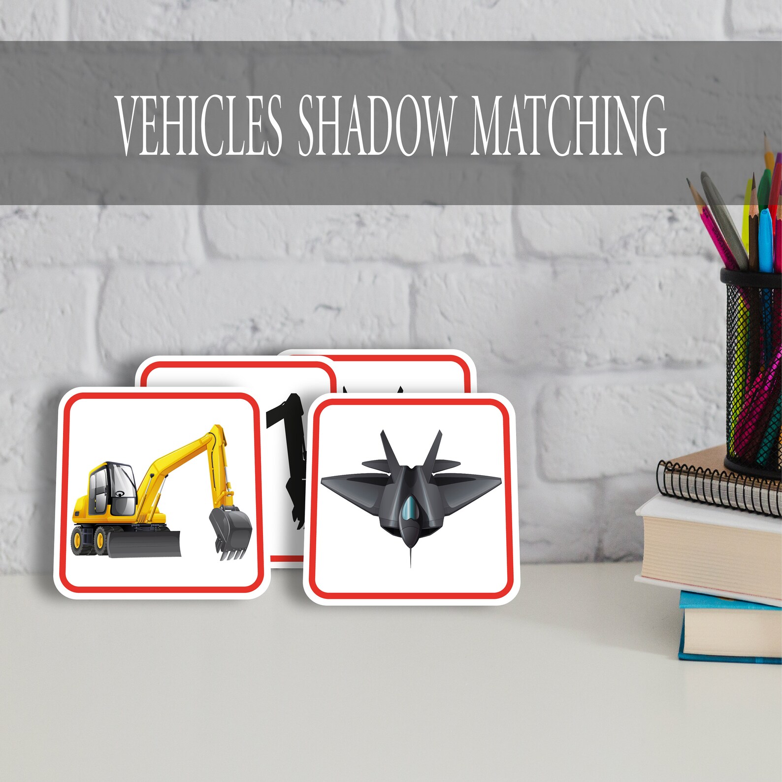 Vehicles Shadow Matching Game Cards: Montessori Learning (PDF) - Etsy