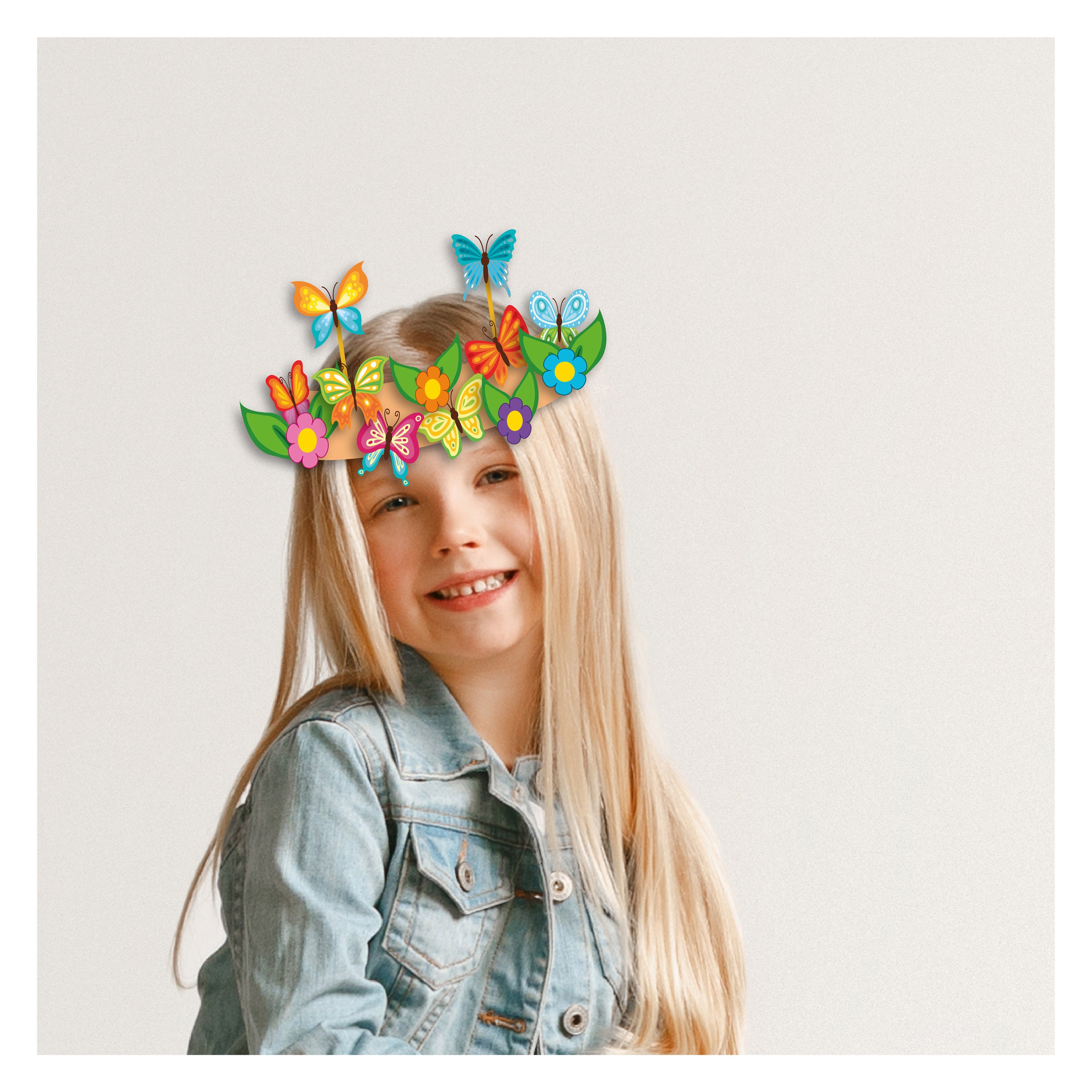 Paper Flower and Bug Printable Crown Kids Crafts Hats, Flower Headband ...
