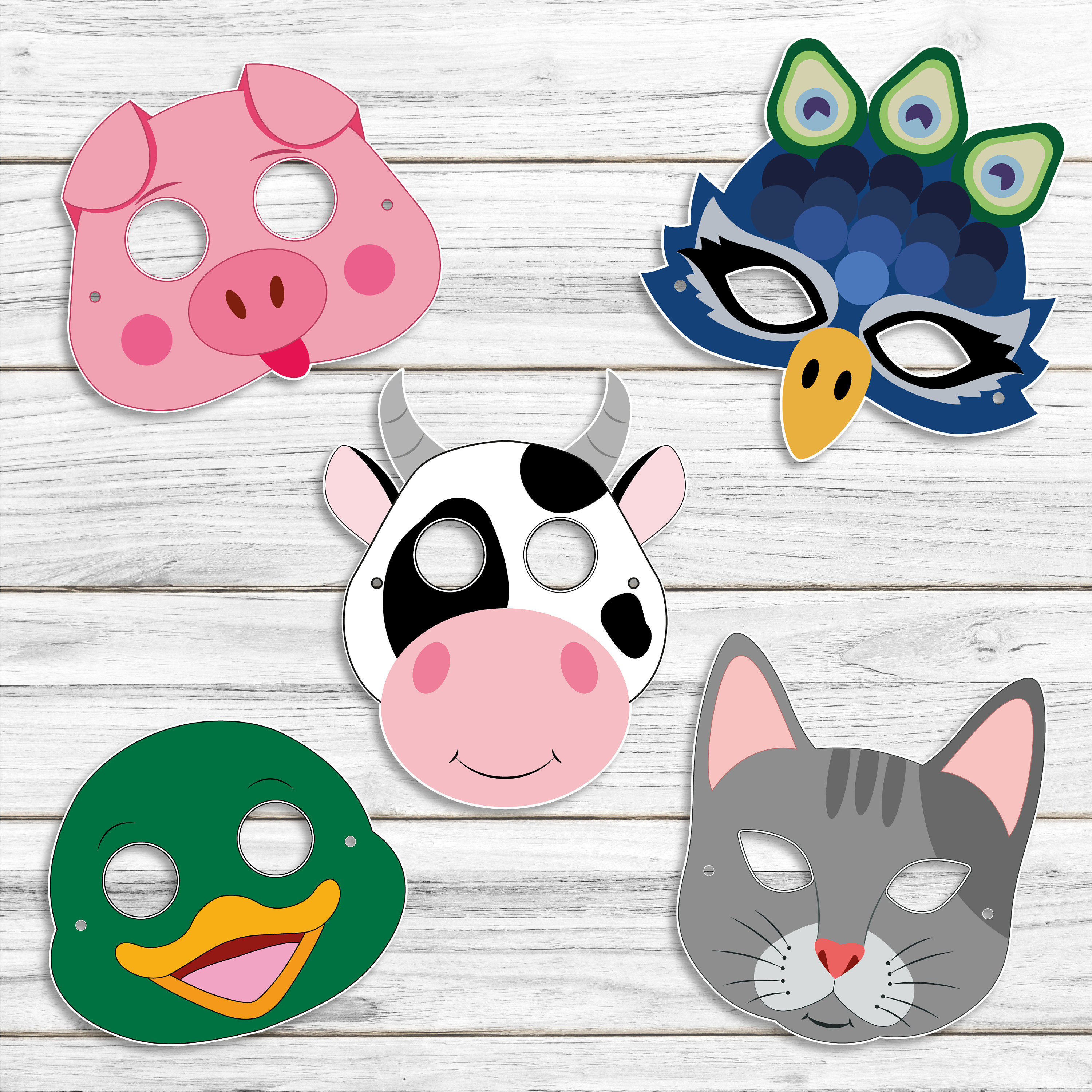 Farm Animal Masks: Printable Kids Birthday Party Crafts (PDF) - Etsy Canada