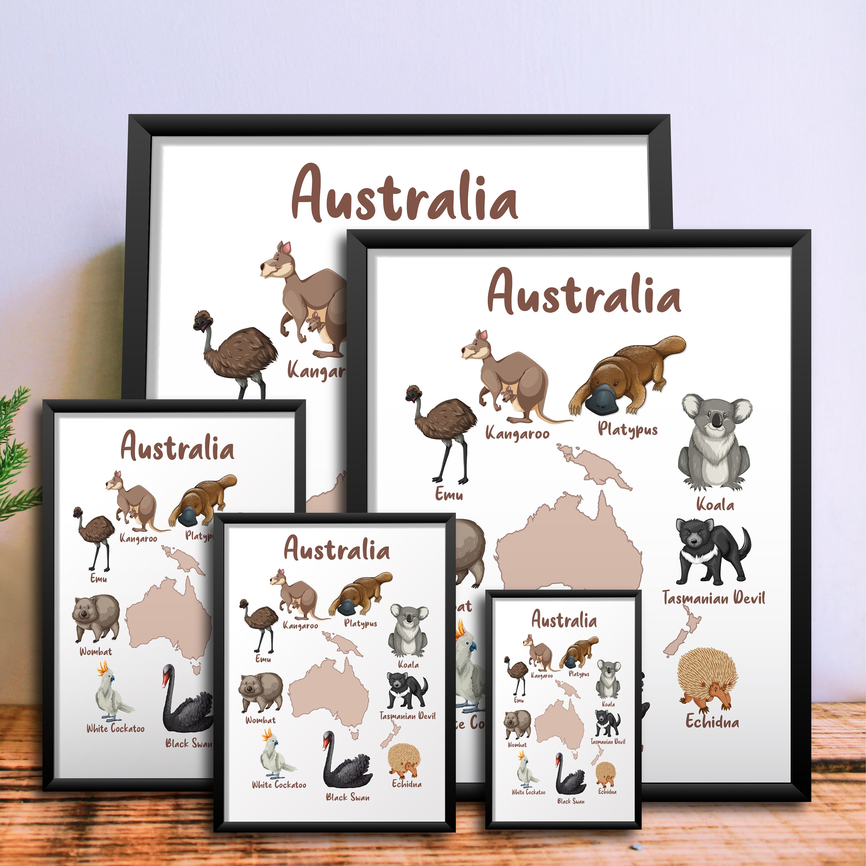 Australian Animals Poster Continent Printable for Nursery - Etsy