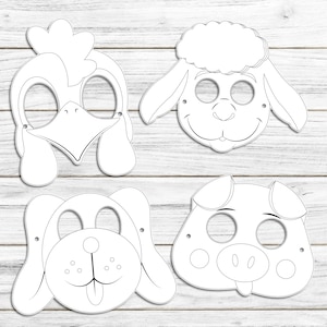 Farm Animal Masks: Printable Kids Birthday Party Crafts (PDF) - Etsy