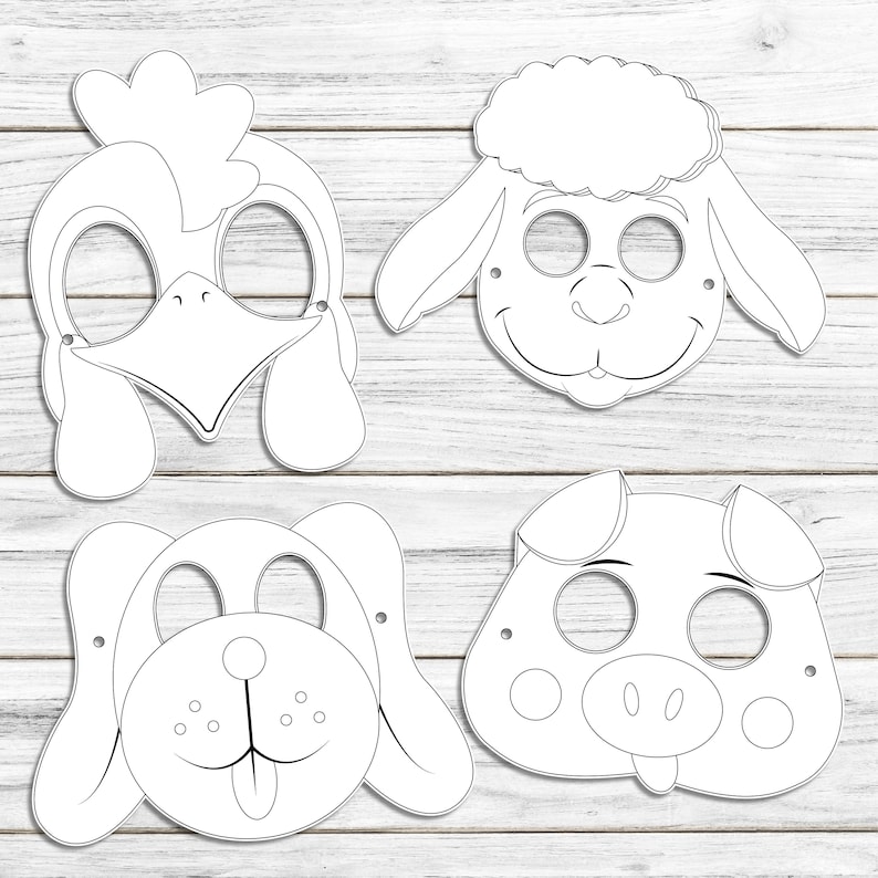 Farm Animal Masks: Printable Kids Birthday Party Crafts (PDF) - Etsy