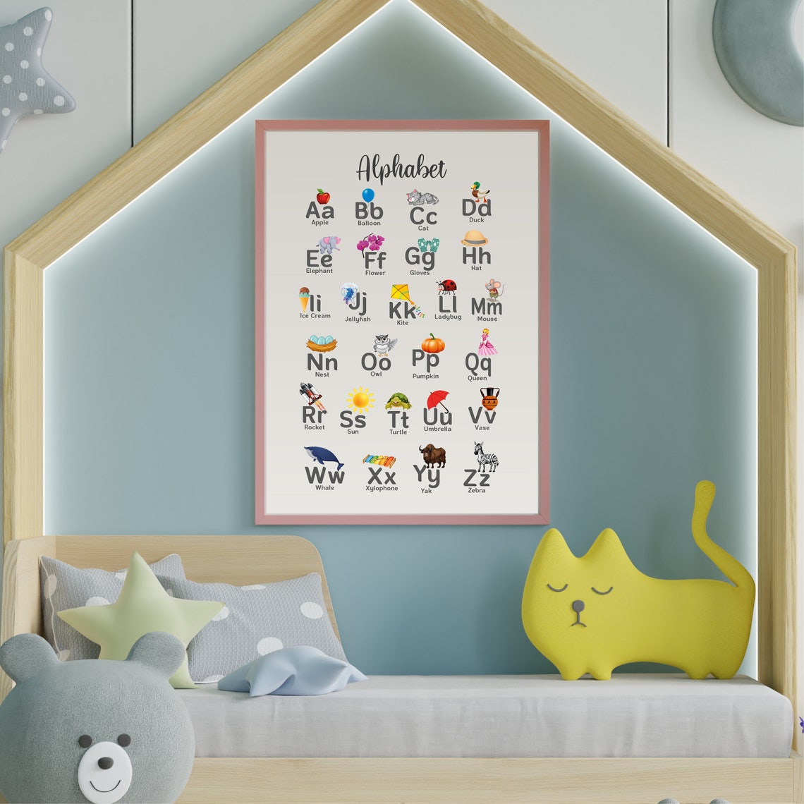 Alphabet Poster Educational Print for Kids Preschool | Etsy