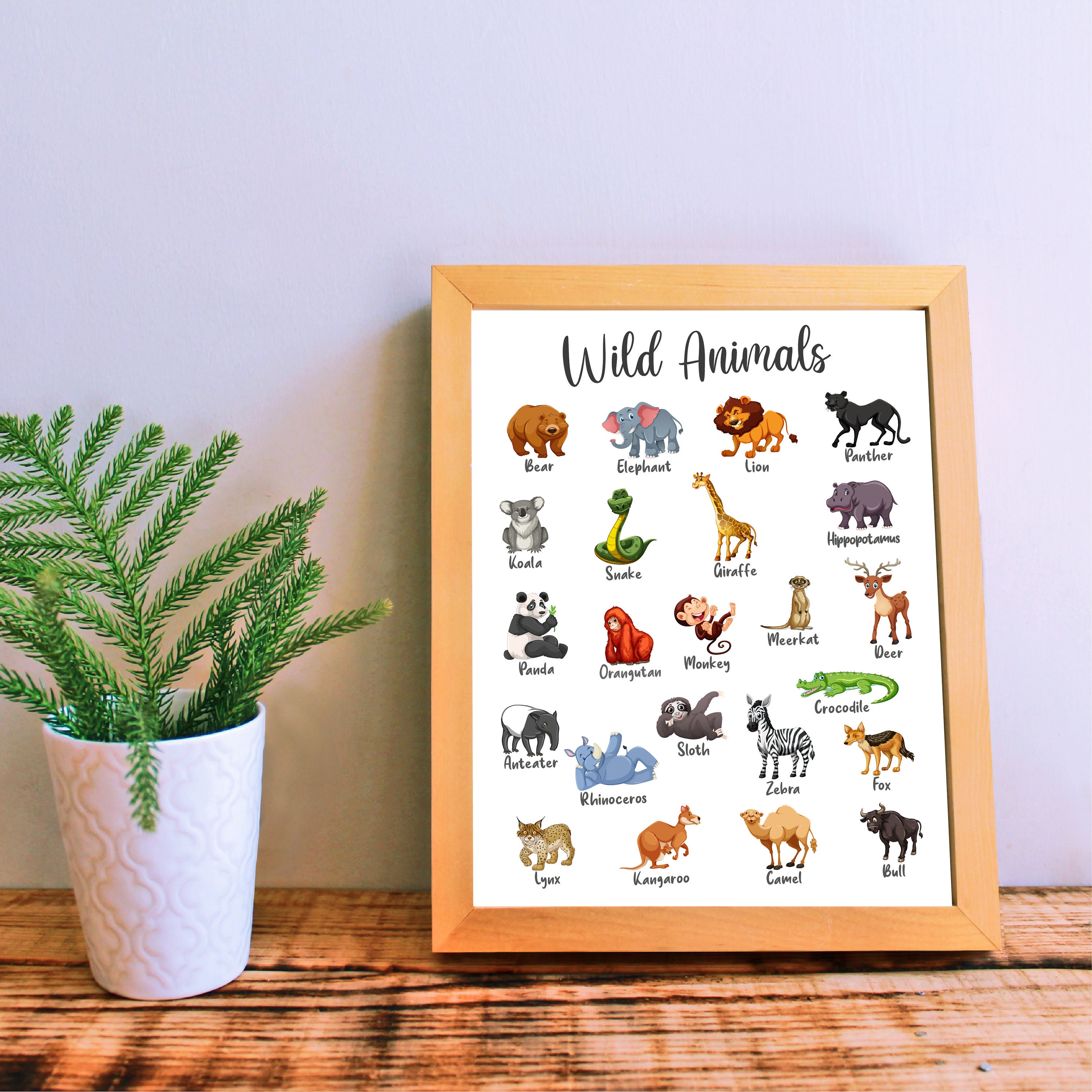Wild Animal Poster, Printable Safari Woodland Animal Art Decor ...