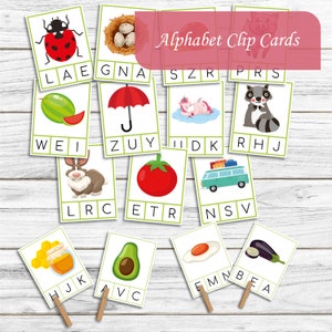 SET of Alphabet, Shapes, Color, Emotions Flashcard, Printable Clip Card ...