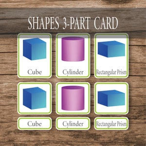 SHAPE Montessori Cards, Printable Flash Cards, Nomenclature Three Part ...