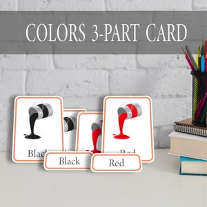 COLORS Three Part Flash Cards, Montessori Toddler Flashcard for Kids ...
