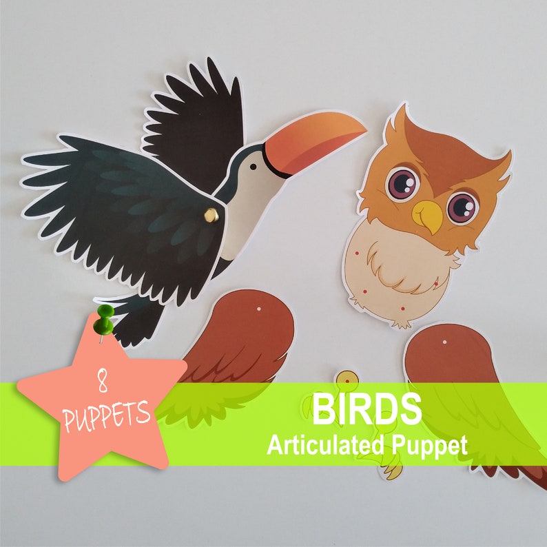 BIRD Articulated Puppets Printable Paper Doll Toddler Busy Book ...