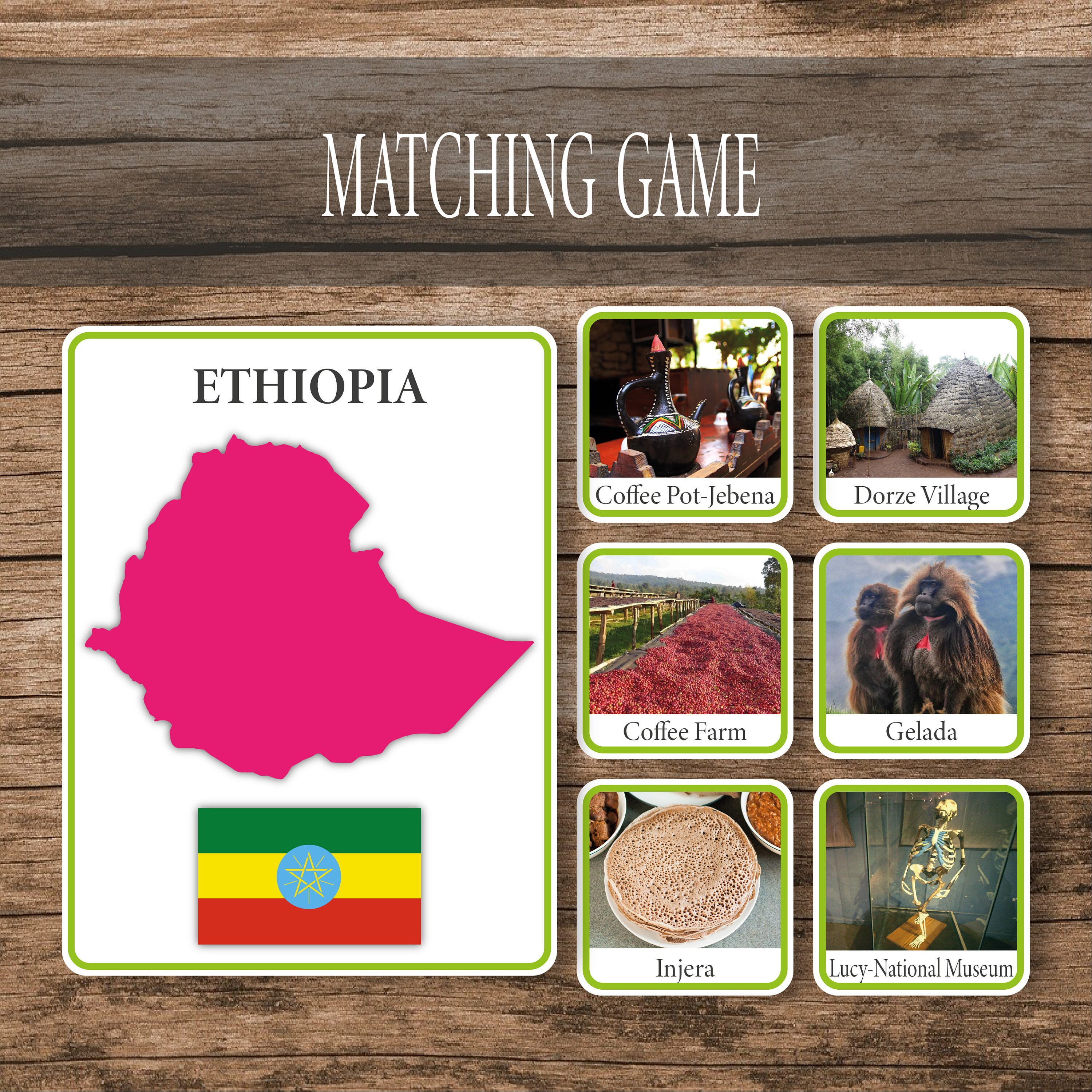 African Countries Matching Game Cards , Montessori Toddler Matching ...