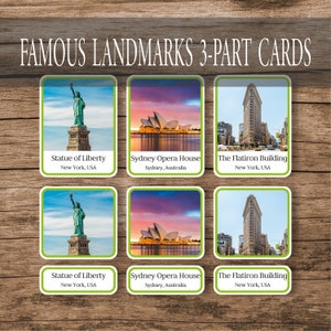 World Famous Landmarks Three Part Flashcards, World Wonders ...