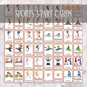 Sports Three Part Flash Cards, Toddler Flashcards for Kids, Early ...