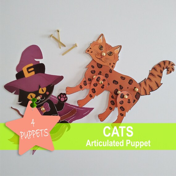 CAT Articulated Printable Paper Doll Digital Puppet | Etsy Canada