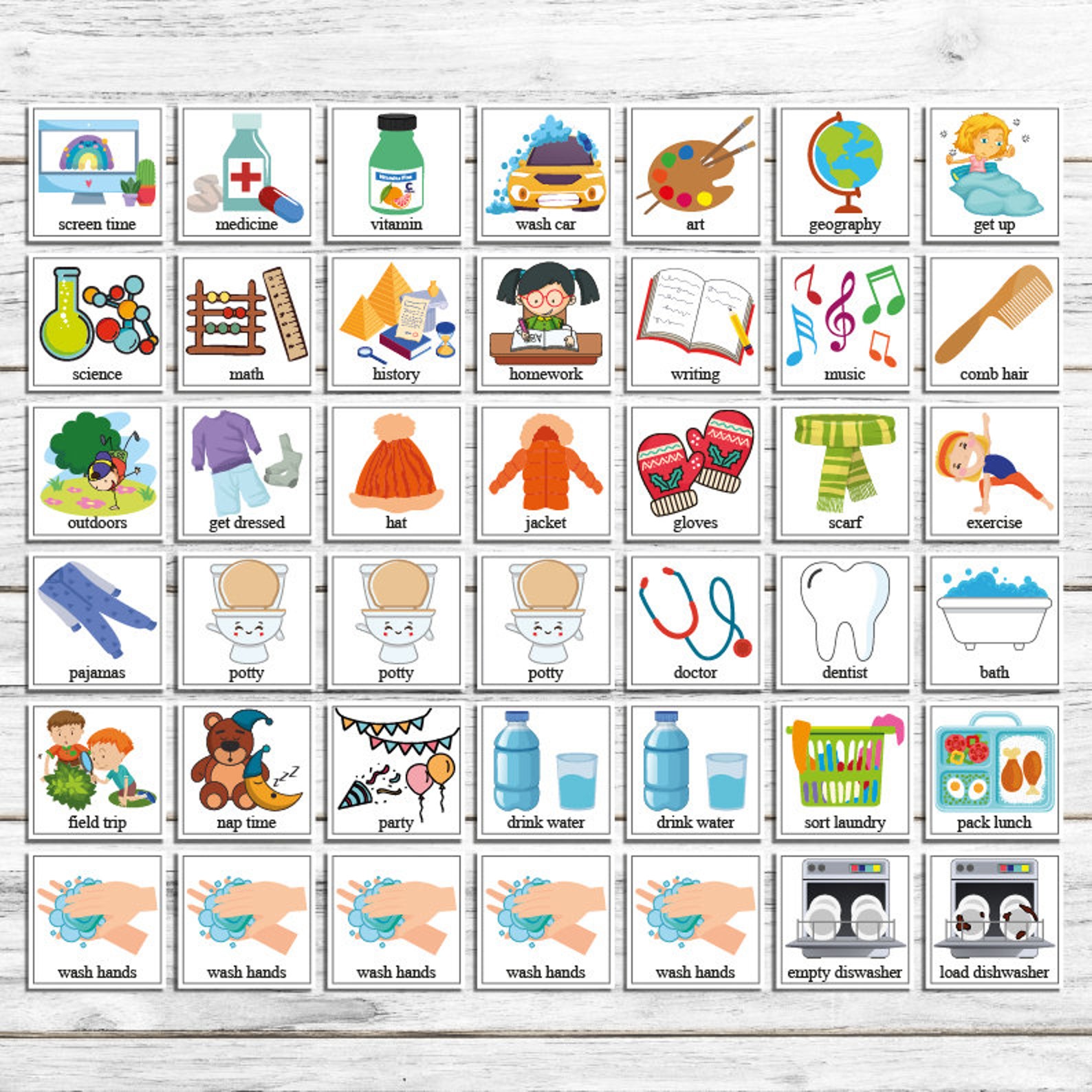 Kids Daily Responsibilities Chart, Printable Daily Routine, Chore Chart ...
