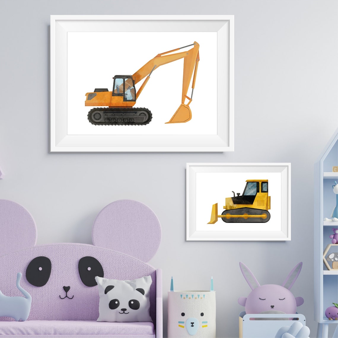 Excavator Poster, Construction Vehicle Prints, Toddler Vehicle Decor ...
