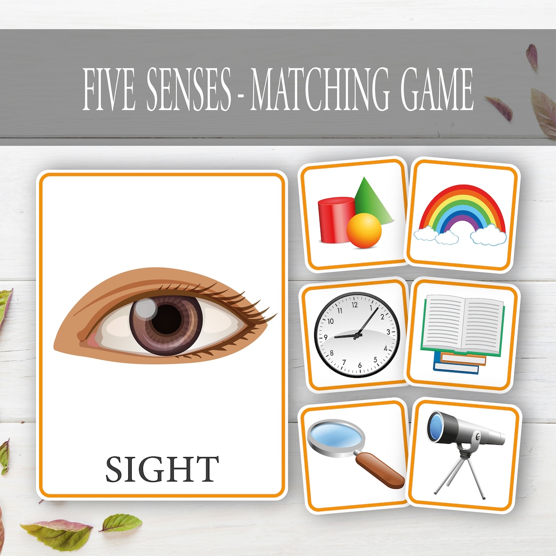 Five Senses Matching Game Cards: Montessori Early Learning (PDF) - Etsy