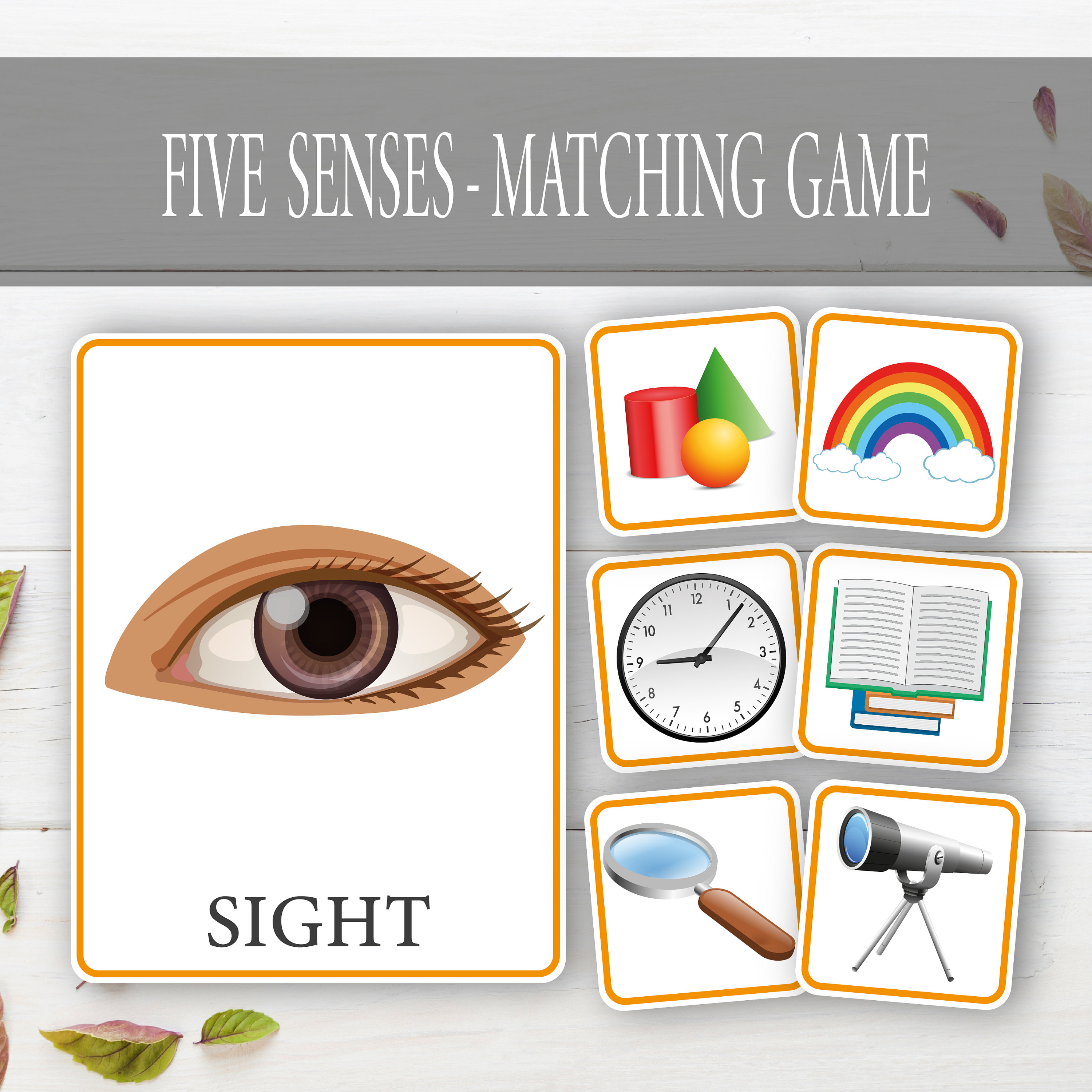 Five Senses Matching Game Cards: Montessori Early Learning (PDF) - Etsy ...