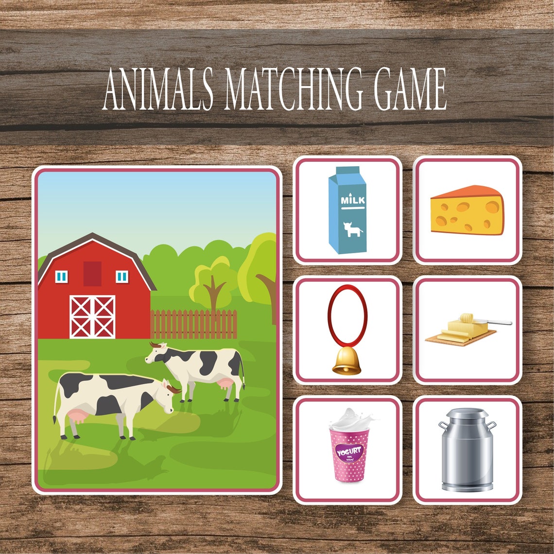 Animals Matching Game Cards , Montessori Toddler Matching Game Cards ...