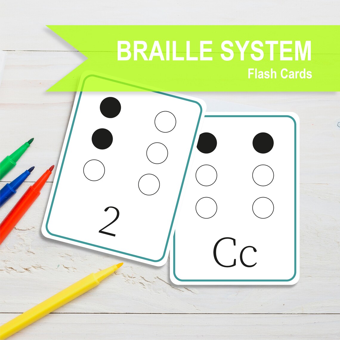 BRAILLE ALPHABET SYSTEM Printable Flash Cards Montessori - Etsy
