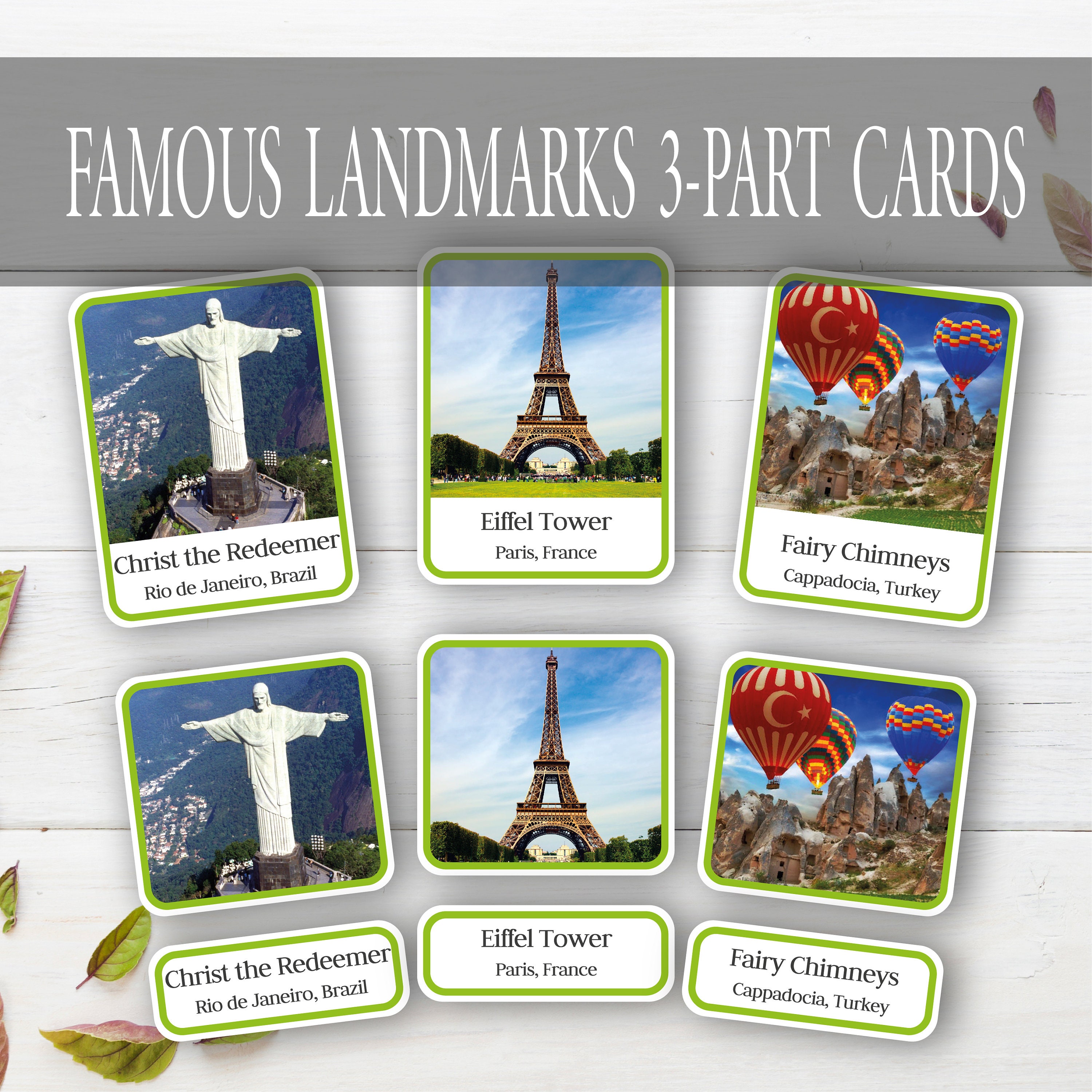 World Landmarks Flashcards: Montessori Homeschool Learning (PDF) - Etsy