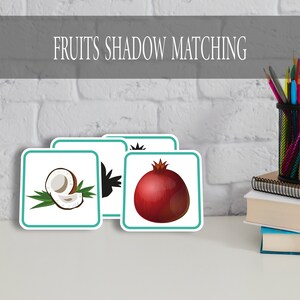 Fruits Shadow Matching Game Cards, Montessori Toddler Matching Game ...