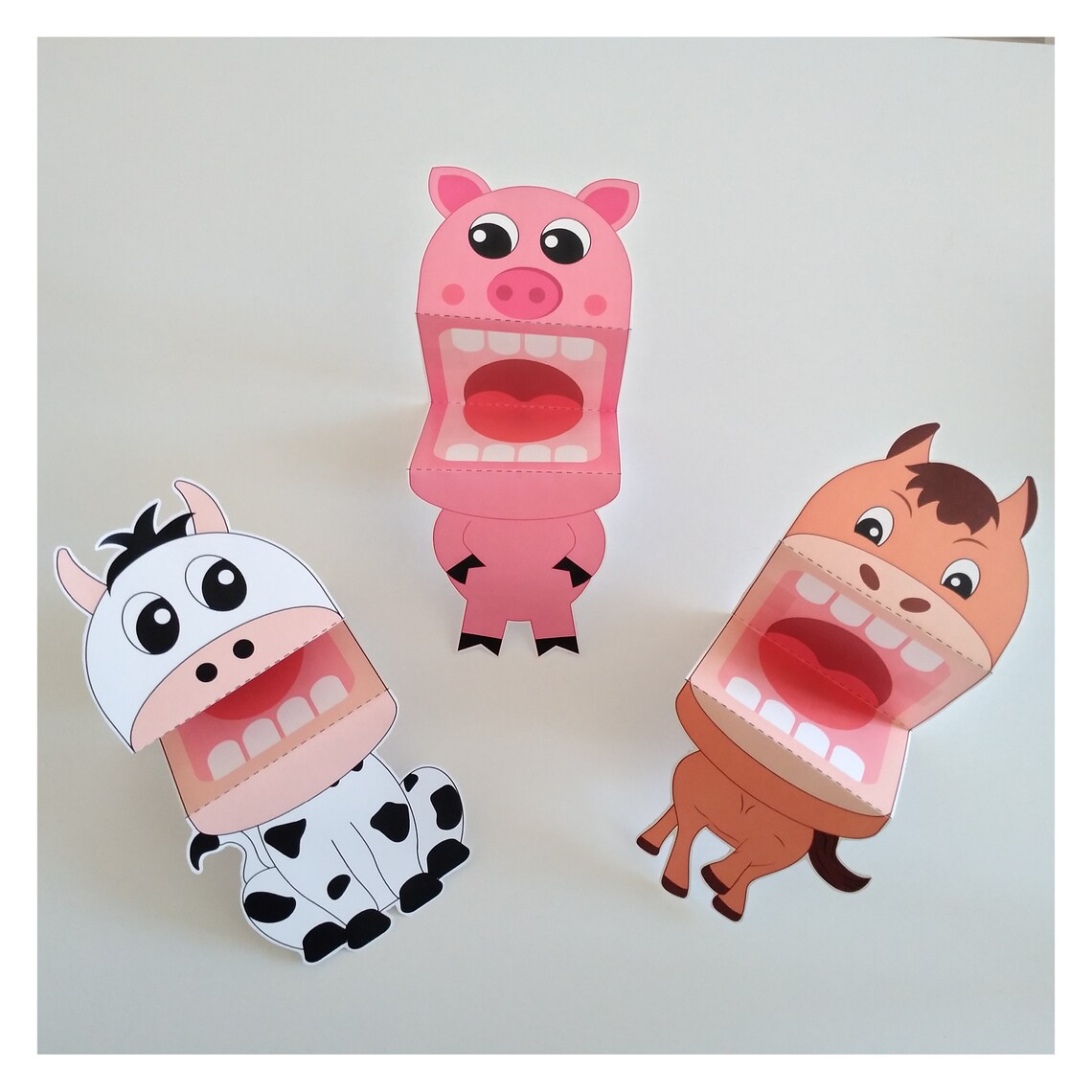 Farm Animal Paper Printable Hand Puppets, Instant Download, Coloring ...