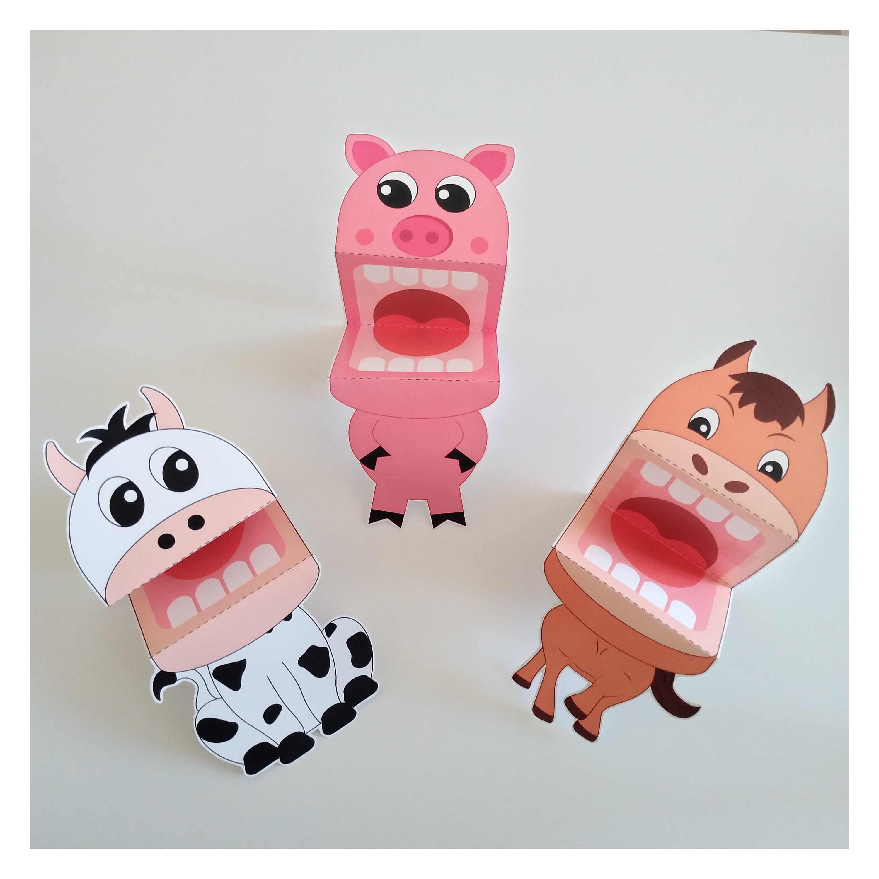 Farm Animal Paper Printable Hand Puppets, Instant Download, Coloring ...
