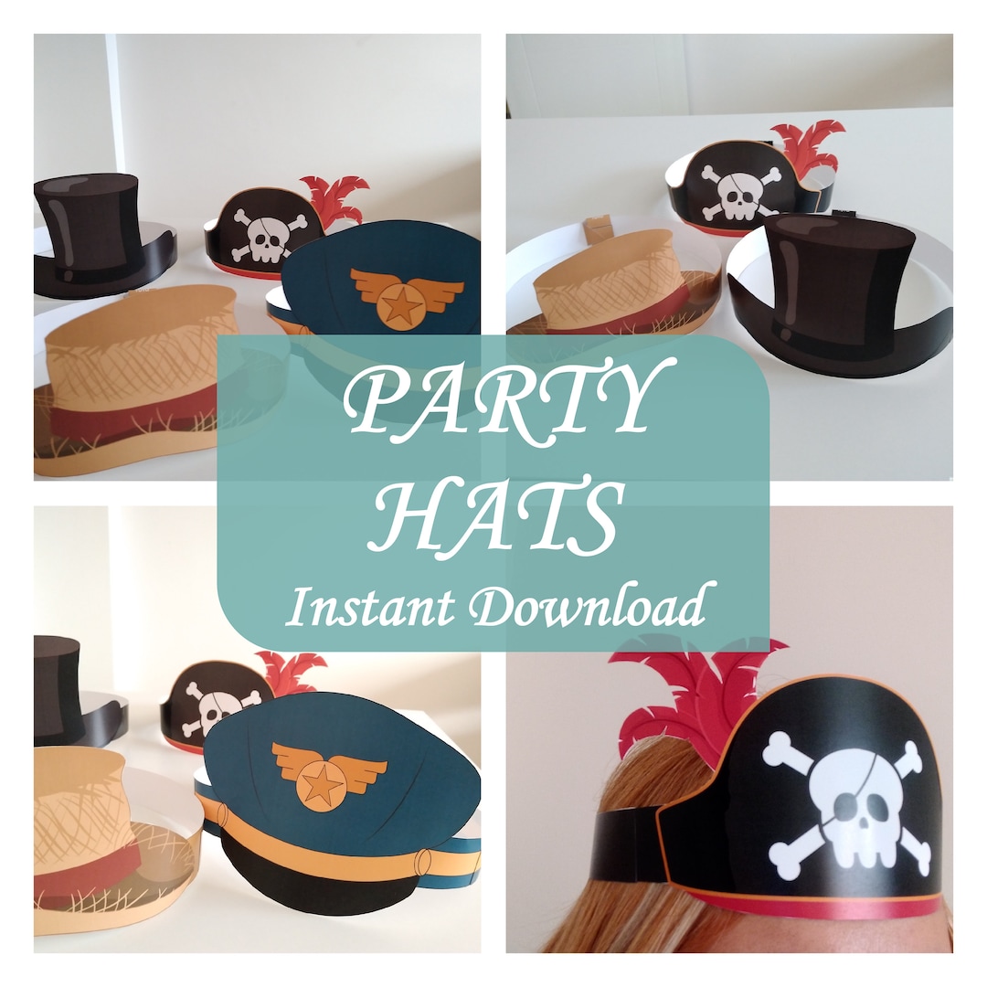Paper Party Hats for Kids, INSTANT DOWNLOAD PRINTABLE Profession Theme ...